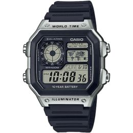 CASIO TIMELESS COLLECTION Chronograph Quarzuhr, Armbanduhr, Herrenuhr, Digitaluhr, bis 10 bar wasserdicht schwarz-silberfarben Moderner...