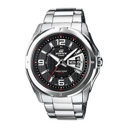 CASIO EDIFICE Quarzuhr Armbanduhr, Herrenuhr, bis 10 bar wasserdicht, Datum, Wochentag silberfarben-schwarz Schöne Armbanduhr für Herren
