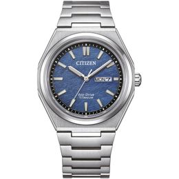 Citizen Solaruhr Armbanduhr, Herrenuhr, Damenuhr, Titan, Saphirglas, Datum titansilberfarben-blau Klassisch sch&ouml;ne Solaruhr f&uuml;r Sie &amp; Ihn