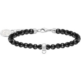 Thomas Sabo Charm-Armband »mit rosa oder schwarzen Beads, A2141-067-9-L19v, A2141-130-11-L19v« mit Achat oder Rosenquarz silberfarben-schwarz +...