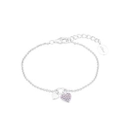 s.Oliver JUNIOR Armband »Herz, 2036453, 2036454« mit Zirkonia (synth.) silberfarben-lila + lila 16 cm Modisches Armband mit Herz-Motiv für Mädchen...