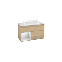 Villeroy & Boch V&B Waschtischunterschrank Abdeckplatte wh. m Finion 100x60,3cm, Reg li wh. m Lac, Oak Veneer ; Villeroy & Boch (F241MTPC)