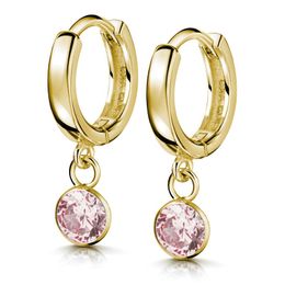 Firetti Paar Creolen »Schmuck Geschenk Silber 925 Glitzer Ohrschmuck Geschenk« Made in Germany - mit Zirkonia (synth.) gelbgoldfarben-pink + pink...