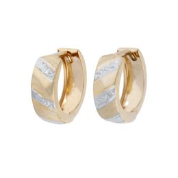 Firetti Paar Creolen »Schmuck Geschenk Gold 375 Ohrschmuck Creole« gelbgoldfarben-weißgoldfarben 13 mm Bezaubernde Creolen in Bicolor-Optik