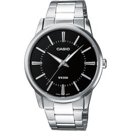 CASIO TIMELESS COLLECTION Quarzuhr Armbanduhr, Herrenuhr, Damenuhr, analog, Neo-Display, Edelstahlarmband edelstahlfarben-schwarz Geschmackvolle...