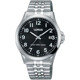 Lorus Quarzuhr Armbanduhr, Herrenuhr, Damenuhr, Datum, Edelstahlarmband silberfarben-schwarz Geschmackvolle Uhr f&uuml;r Sie & Ihn