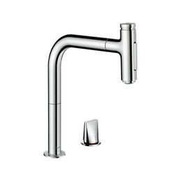 Hansgrohe 2-Loch-Sp&uuml;ltisch-Einhebelmischer 200 Metris Sel. M71 mit Ausziehbrause, 2jet, sBox, chrom (73818000)