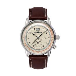Zeppelin Quarzuhr &raquo;LZ 126 Los Angeles Big Date&laquo; Armbanduhr, Herrenuhr, Datum, Lederarmband, Made in Germany dunkelbraun-beigefarben Stilvolle...