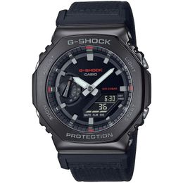 Casio G-SHOCK Chronograph Quarzuhr, Armbanduhr, Herrenuhr, digital, bis 20bar wasserd.Textilarmband schwarz-rot Stilvoller Chronograph für Herren