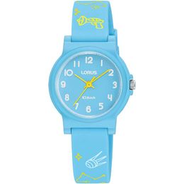 Lorus Quarzuhr Armbanduhr, Kinderuhr, bis 10 bar wasserdicht, Schulanfang, Geschenk hellblau Putzige Kinderarmbanduhr