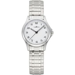 Tempic Quarzuhr Armbanduhr, Damenuhr, analog, Flexband, Zugband silberfarben Klassische Damenarmbanduhr
