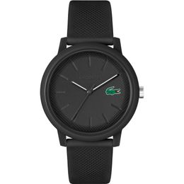 Lacoste Quarzuhr ».12.12« Armbanduhr, Herrenuhr, Mineralglas, Silikonarmband schwarz Stylische Herrenarmbanduhr