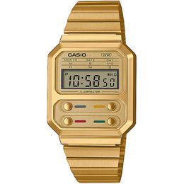 CASIO VINTAGE Chronograph Quarzuhr, Armbanduhr, Damen, Herren, digital, retro, Stoppfunktion goldfarben Funktionaler Chronograph für Sie & Ihn