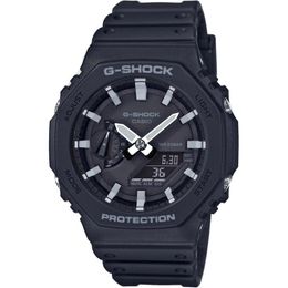 Casio G-SHOCK Chronograph Quarzuhr, Armbanduhr, Herrenuhr, digital, bis 20bar wasserd. Resinarmband schwarz-grau Herrenchronograph im klassischen...