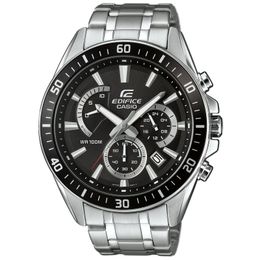 CASIO EDIFICE Chronograph Quarzuhr, Armbanduhr, Herrenuhr, bis 10bar wasserdicht, Edelstahlarmband schwarz-silberfarben Stilvoller Herrenchronograph