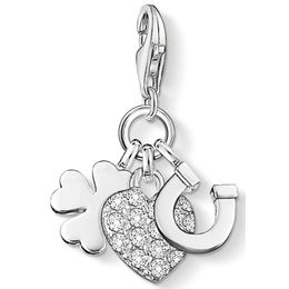 Thomas Sabo Charm-Einhänger »Glück, 0870-051-14« mit Zirkonia (synth.) silberfarben-weiß + weiß Glückbringender Charm-Anhänger mit...