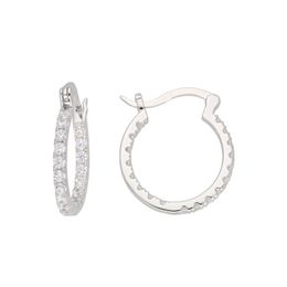 Firetti Paar Creolen »Schmuck Geschenk Silber 925 rund basic femininvoll rhodiniert« mit Zirkonia (synth.) silberfarben-weiß + kristallweiß 18,7 mm...