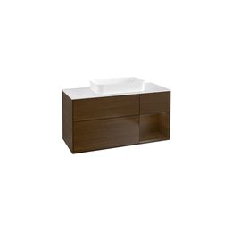 Villeroy & Boch V&B Waschtischunterschrank Wandbeleuchtung Finion 120x60 cm, Reg re wal ven, Walnut veneer ; Villeroy & Boch (G711GNGN)