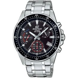 CASIO EDIFICE Chronograph Quarzuhr, Armbanduhr, Herrenuhr, Edelstahlarmband, bis 10bar wasserdicht rot-schwarz-silberfarben Ausdrucksstarker...