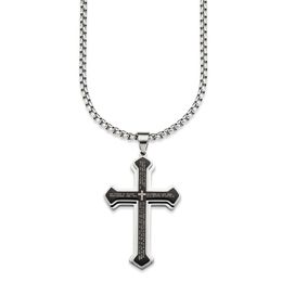 Bruno Banani Kette mit Anhänger »Schmuck Geschenk Halskette Kreuz Venezianerkette Silber Schwarz« edelstahlfarben Maskulines Accessoire im modernen...
