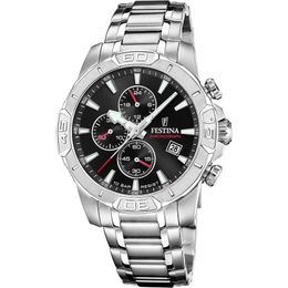 Festina Chronograph »Timeless Chronograph« Quarzuhr, Armbanduhr, Herrenuhr, Edelstahlarmband, analog, Tag silberfarben-schwarz 0 Markanter...