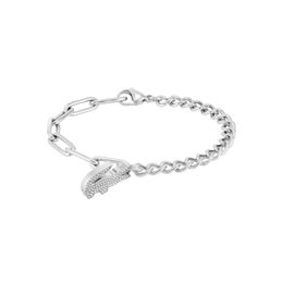 Lacoste Armband &raquo;Schmuck Edelstahl Armband Ankerkette CROCODILE&laquo; mit Glasstein edelstahlfarben-kristallwei&szlig; + kristallwei&szlig; 20,5 cm Moderner...