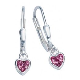 Firetti Paar Ohrhänger »Schmuck Geschenk Silber 925 Ohrschmuck Patentbrisur Herzen« mit Zirkonia (synth.) pink-Silber-925 + pink 5 mm Süßer...