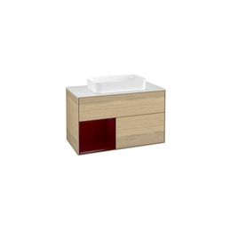 Villeroy & Boch V&B Waschtischunterschrank Abdeckplatte wh. m Finion 100x60,3cm, Reg links Peony, Oak Veneer ; Villeroy & Boch (F241HBPC)