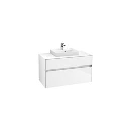Villeroy & Boch V&B Waschtischunterschrank Collaro 100x54,8x50cm, WT mittig, glossy white ; Villeroy & Boch (C01600DH)
