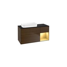 Villeroy & Boch V&B Waschtischunterschrank Wandbeleuchtung Finion 120x60 cm, Reg re gol m, Walnut veneer ; Villeroy & Boch (G692HFGN)