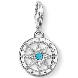 Thomas Sabo Charm-Einhänger »Kompass, 1228-405-17« mit Zirkonia (synth.), Farbstein-Imitat silberfarben-weiß + weiß Klassischer Charm-Anhänger mit...