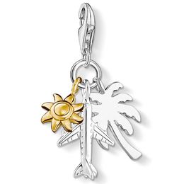 Thomas Sabo Charm-Einhänger »Palme, Sonne, Flugzeug, 1430-413-21« silberfarben-gelbgoldfarben Trendiger Charm-Anhänger mit Palmen-, Sonnen- und...