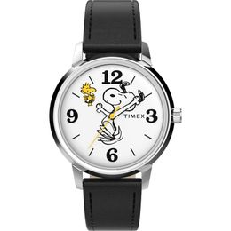 Timex Quarzuhr »PEANUTS MARLIN« Armbanduhr, Herrenuhr, Damenuhr, Lederarmband schwarz Schöne Armbanduhr für Sie & Ihn