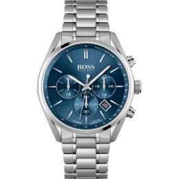 BOSS Chronograph »CHAMPION« Quarzuhr, Herrenuhr, Armbanduhr, Stoppfunktion, Edelstahlarmband silberfarben-blau Attraktiver Herrenchronograph von...