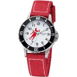 Regent Uhren REGENT Quarzuhr &raquo;F1376 - 3246.79.18&laquo; Armbanduhr, Kinderuhr, Jungen, Fu&szlig;ball, Geschenkidee rot Sportive Kinderarmbanduhr
