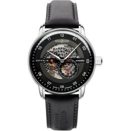 Zeppelin Automatikuhr »New Captain ́s Line« Mechanische Uhr, Armbanduhr, Herrenuhr, Lederarmband, Made in Germany schwarz Stilvolle Herrenautomatikuhr