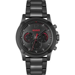 Hugo Multifunktionsuhr »#IMPRESS - FOR HIM« Quarzuhr, Armbanduhr, Herrenuhr, Datum, Edelstahlarmband schwarz Ausdrucksstarke Multifunktionsuhr für...