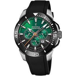 Festina Chronograph »Chrono Bike« Armbanduhr, Quarzuhr, Herrenuhr, Stoppfunktion, bis 10 bar wasserdicht schwarz-schwarz-grün Sportiver...