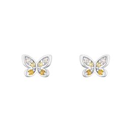 Prinzessin Lillifee Paar Ohrstecker »Butterfly, 2035992« mit Zirkonia (synth.) silberfarben-apricot + apricot Zauberhafte Kinder-Ohrstecker mit...