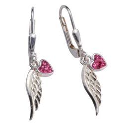 Firetti Paar Ohrhänger »Schmuck Geschenk Silber 925 Ohrschmuck Patentbrisur Flügel Herz« Made in Germany - mit Zirkonia (synth.) silberfarben-pink...