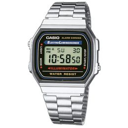 CASIO VINTAGE Chronograph Quarzuhr, Armbanduhr, Damenuhr, Herrenuhr, Digitaluhr, Edelstahlarmband rot-silberfarben Schlichter Chronograph für Sie &...