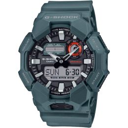 Casio G-SHOCK Chronograph Quarzuhr, Armbanduhr, Herrenuhr, digital, Resinband, bis 20 bar wasserd. petrol Beeindruckender Herrenchronograph