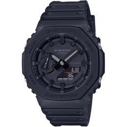 Casio G-SHOCK Chronograph Quarzuhr, Armbanduhr, Herrenuhr, digital, bis 20 bar wasserd.Resinarmband schwarz-schwarz Maskuliner Herrenchronograph