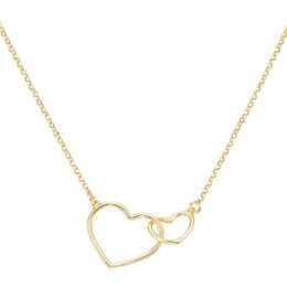Firetti Kette mit Anhänger »Schmuck Geschenk Silber 925 Halsschmuck Halskette Silberkette Herzen« gelbgoldfarben Zwei Herzen, für immer vereint –...