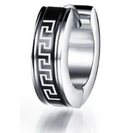Firetti Single-Creole »Schmuck Geschenk Ohrschmuck einzeln Tribal - Mäander« edelstahlfarben-schwarz 12,8 mm Stylischer Ohrschmuck