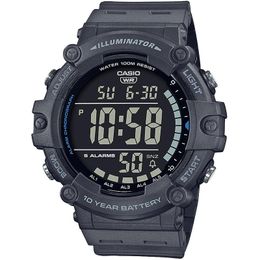 CASIO TIMELESS COLLECTION Chronograph Quarzuhr, Armbanduhr, Herrenuhr, Digitaluhr, bis 10 bar wasserdicht dunkelgrau Moderner Herrenchronograph