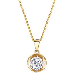 Firetti Kette mit Anhänger »Schmuck Geschenk Silber 925 Halsschmuck Halskette Ankerkette Solitär« mit Zirkonia (synth.) gelbgoldfarben-kristallweiß...