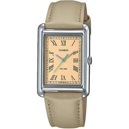 CASIO TIMELESS COLLECTION Quarzuhr Armbanduhr, Damenuhr, analog, Lederarmband natur-silberfarben Geschmackvolle Armbanduhr f&uuml;r Damen
