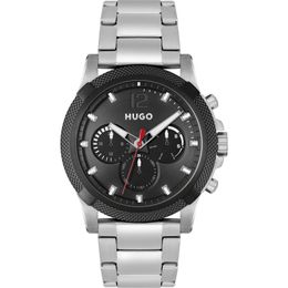 Hugo Multifunktionsuhr »#IMPRESS - FOR HIM« Quarzuhr, Armbanduhr, Herrenuhr, Datum, Edelstahlarmband silberfarben Mondäne Multifunktionsuhr für...