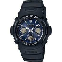 Casio G-SHOCK Funkchronograph Solaruhr, Armbanduhr, Herrenuhr, digital bis 20 bar wasserd.Resinarmband dunkelblau-schwarz Cooler Herrenfunkchronograph